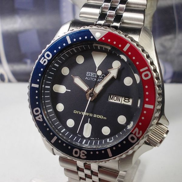 SEIKO SCUBA DIVERS SKX009 DAY/DATE AUTO MENS WATCH 7S26-0020, PEPSI (SN ...