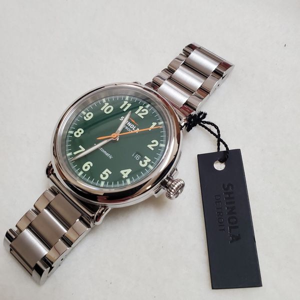 Shinola THE RUNWELL AUTOMATIC 45MM Watch- GREEN Dial | WatchCharts ...