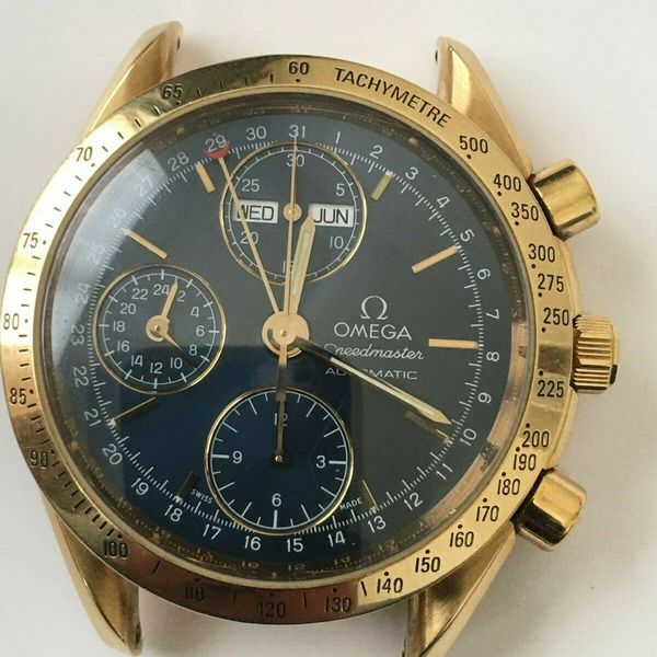 Omega speedmaster triple calendar 18k yellow solid gold in excellent ...