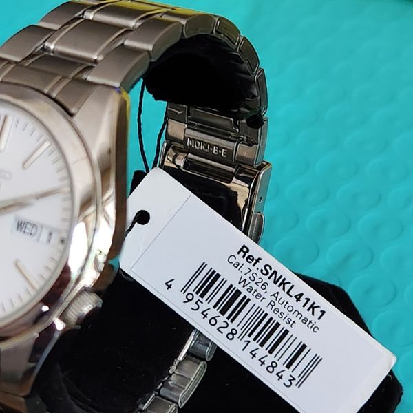 Seiko 5 SNKL41 Automatic 21 Jewels White Dial Stainless Steel Men Watch ...