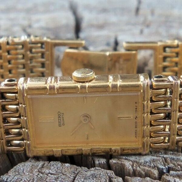 Vintage Seiko Quartz 2E20-6109 Women's Gold Tone Mini Watch New Battery ...