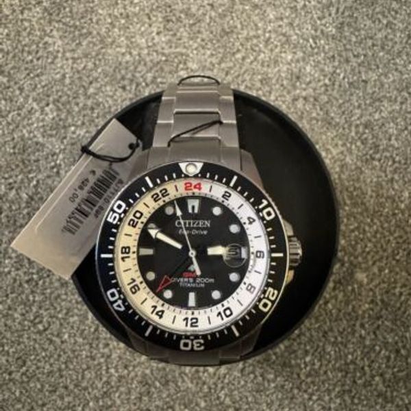 NEW Boxed Citizen GMT Super Titanium Black Dive Watch BJ7110-89F Eco ...