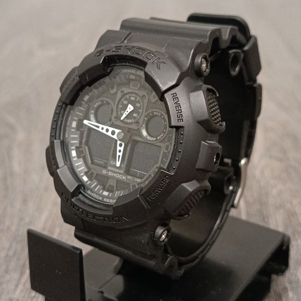 Casio G-Shock GA-100 Analog/Digital Watch Black Band, White Hands GA ...