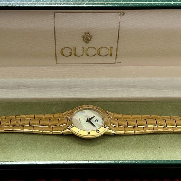 Vintage Gucci Model 3300L Gold Plated Wristwatch In Original Box ...
