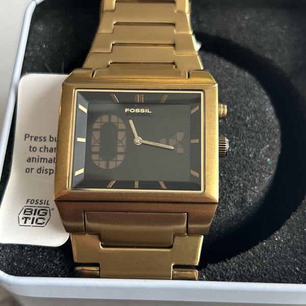 Fossil Big Tic BG-1007 Men's Gold Stainless Steel Watch New w/ Tags ...
