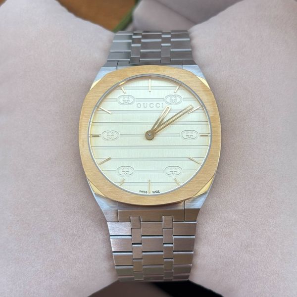 Gucci 25H- YA163405- 38mm Gold Dial Gold Plated Stainless Steel Quartz ...