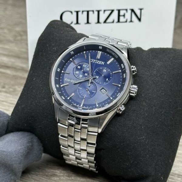 NEWâ Citizen Eco-Drive Blue Dial Chronograph Men's Dress Watch AT2141 ...