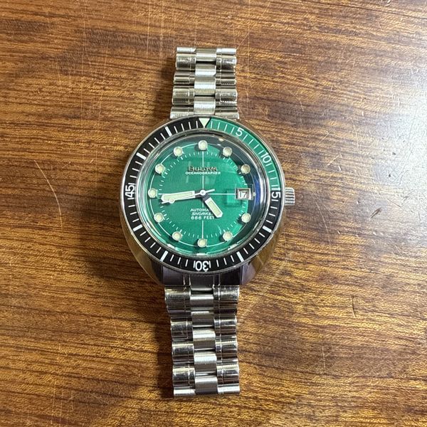 BULOVA Oceanographer Green Snorkel 666Ft Ref. 96B322 Steel MEN'S DIVE ...