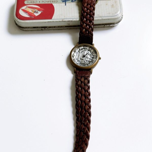Orologio Vintage Uomo Fossil Native American Profile Indian Watch 37mm ...