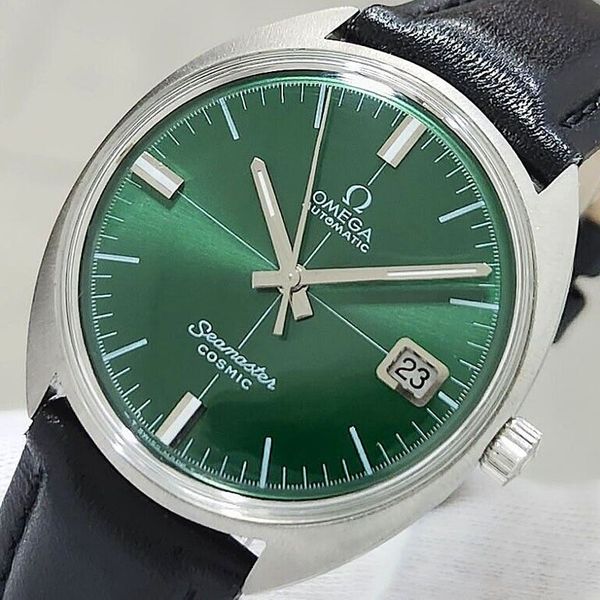 OMEGA SEAMASTER COSMIC AUTOMATIC 166026 CAL565 DATE GREEN DIAL MEN'S WATCH | WatchCharts Marketplace