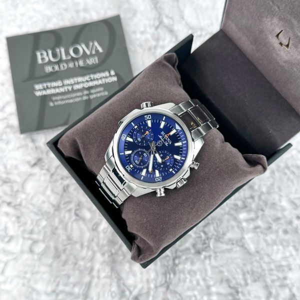 Bulova Classic Marine Star 96B256 Bule Dial Quartz Chronograph Men's ...