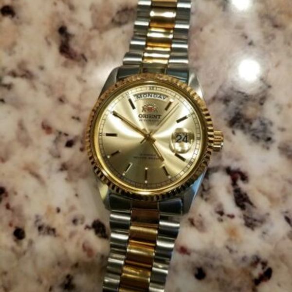 Very rare! Orient Oyster President Day Date automatic 2 tone watch ...