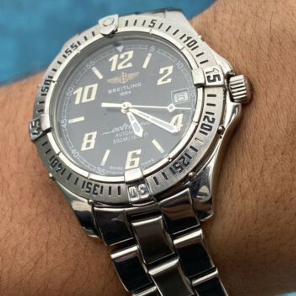 BREITLING MEN'S COLT OCEAN A17050 BLACK DIAL AUTOMATIC WATCH BOX AND ...