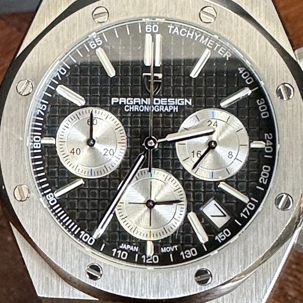 Pagani Design PD-1707 chronograph, stainless steel with black dial ...