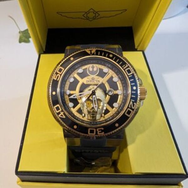 Invicta Mens 52mm STAR WARS© C3PO PRO DIVER LMT ED Quartz Gold/Grey ...