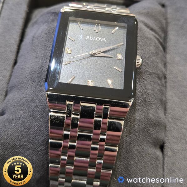 Bulova Quadra Quartz Diamond Black Dial Men's Watch 96D145 Store ...