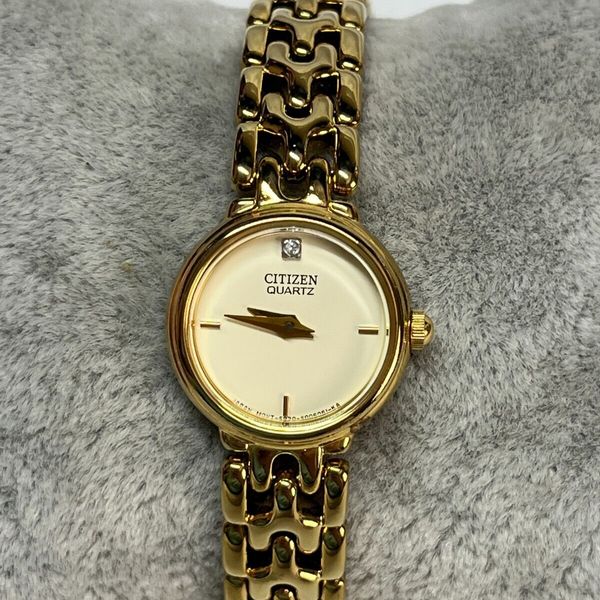Vintage Ladies Citizen 5920-S001889 Gold Tone Diamond Quartz Watch New ...