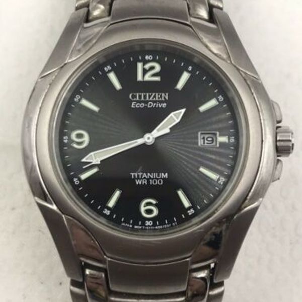 Mens Citizen Eco-Drive Titanium WR100 Watch E111-K006368 | WatchCharts