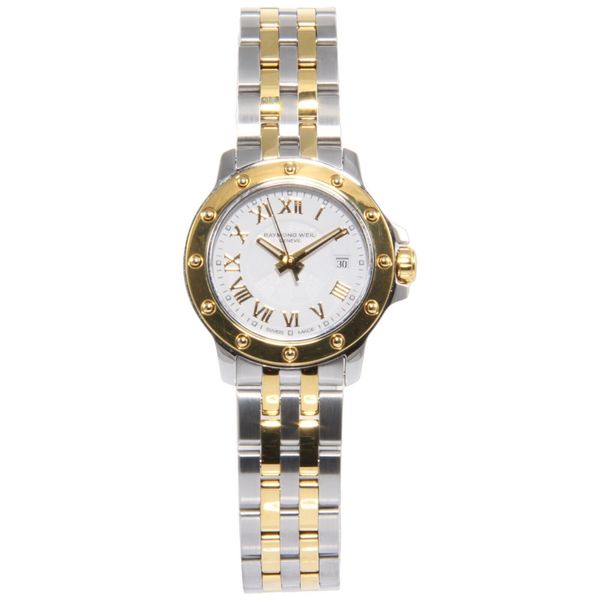 Raymond Weil Tango 28mm Two-Tone White Roman Dial Quartz Watch 5399-STP ...