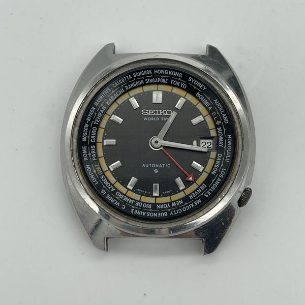 SEIKO 6117-6400 Automatic Watch Vintage Mens World Time Black Dial To ...