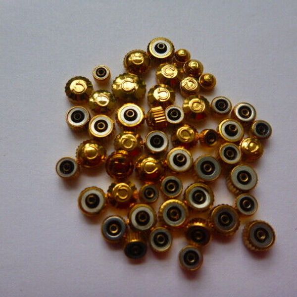 Omega crowns NOS different size ALL goldfill 50 pieces 1/2 men's and 1/ ...
