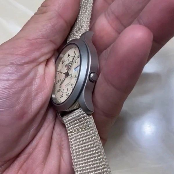 Seiko 5 Automatic Watch SNK803K2 Military Beige Nylon Belt ...