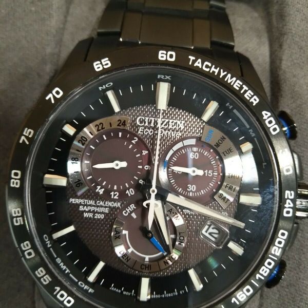 Citizen Eco-Drive Men's AT4007-54E Atomic Chrono Black Stainless Steel ...