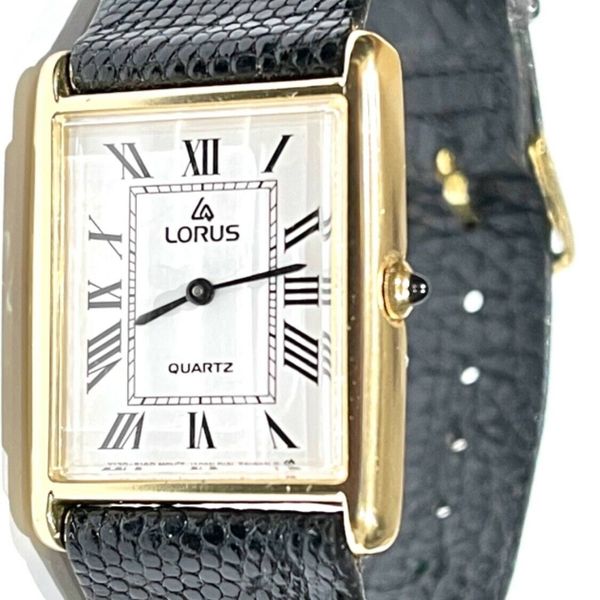 Vintage Lorus by Seiko Men's Gold White Dial Dress Watch Leather Y130 ...
