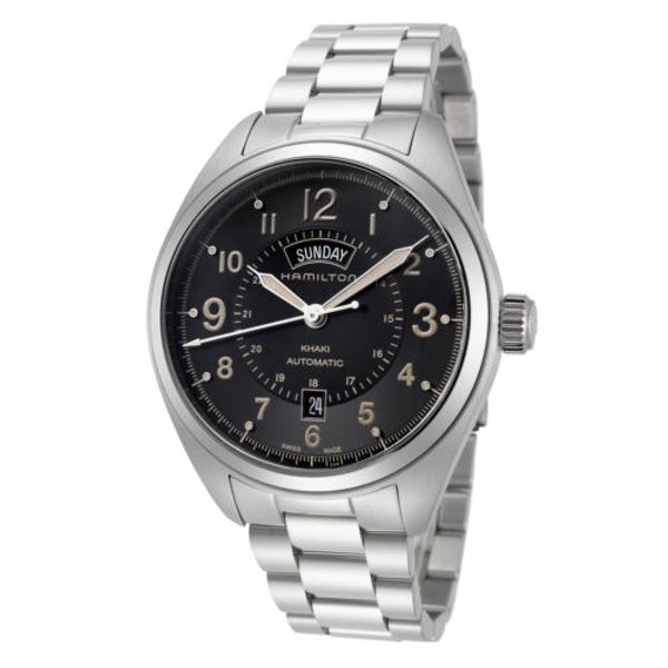 Hamilton Men's Khaki Field H70505933 42mm Black Dial Stainless Steel ...