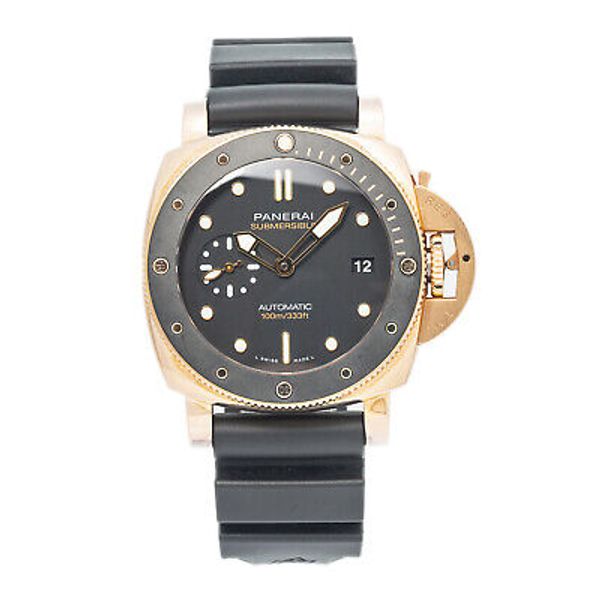 Panerai Submersible PAM00974 MINT 18k Rose Gold Black Dial Watch 42mm ...