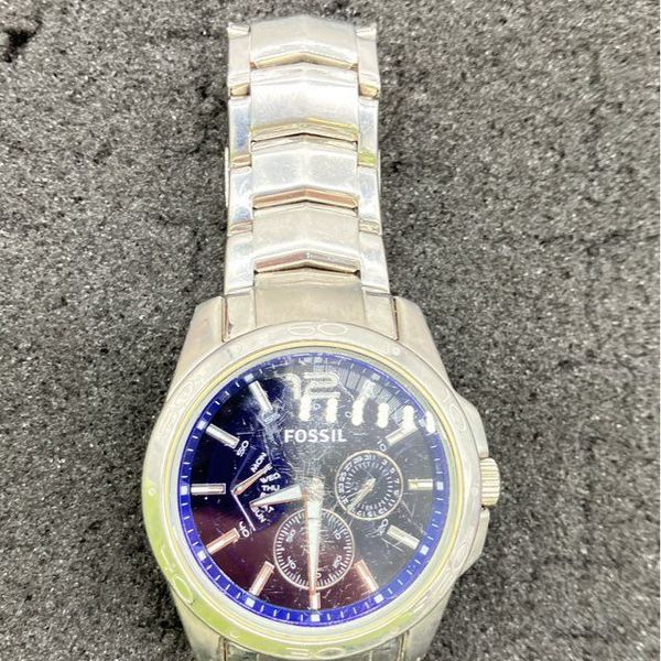 Fossil #BQ-9346 661106 Silvertone W/ Black Dial Day/Date Chronograph ...