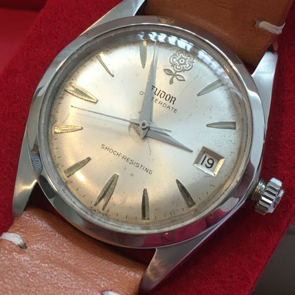 Tudor oyster-date, hand winding watch, ref 7962. BIG ROSE logo ...