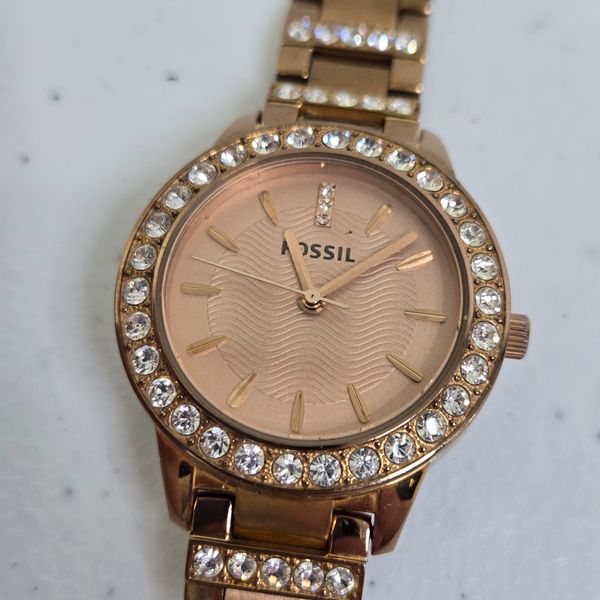 Fossil Women's Jesse Rose Gold-Tone Stainless Steel Bracelet Watch 34mm ...