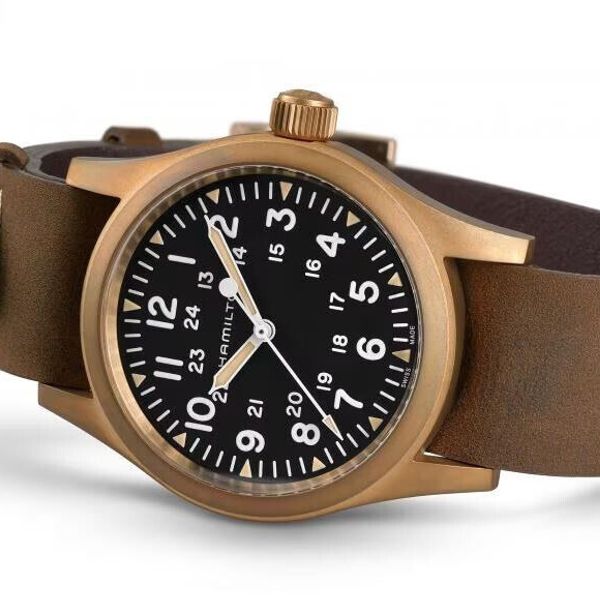 New Hamilton Khaki Field Hand Wind Black Dial Men's Watch H69459530 ...
