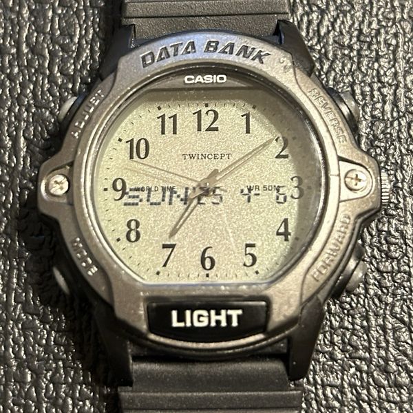 Vintage Casio ABX-23 Twincept Data Bank Ana/Digi World Time Japan Men ...