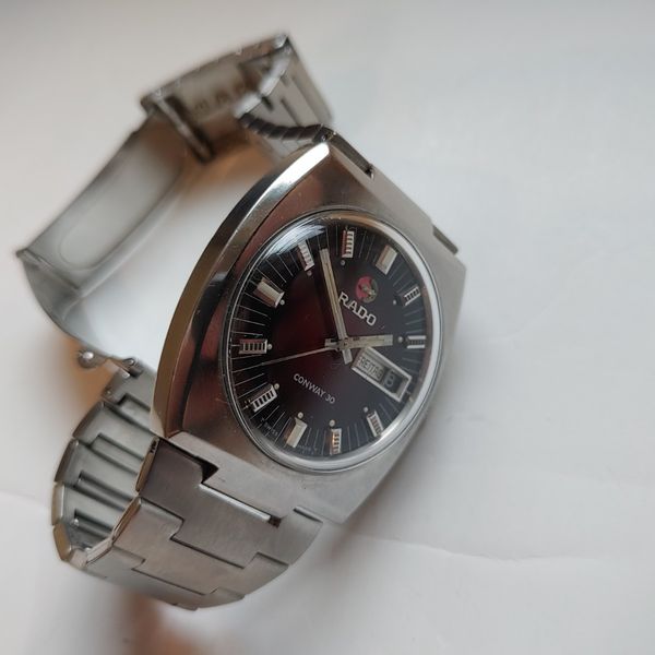 Vintage Rado Conway 30 Men's Watch Red Dial German Day/Date Working ...