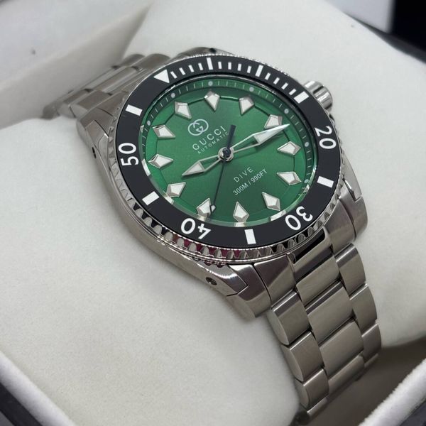 Gucci YA136363 Dive 40 mm Automatic Green Dial Men's Watch ...