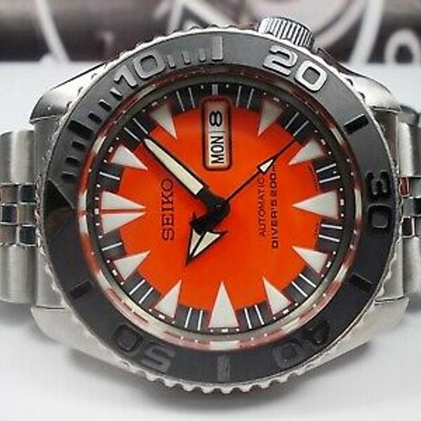 MOD SEIKO SCUBA DIVERS SKX007 MENS WATCH 7S26-0020 'ORANGE MONSTER' (SN ...