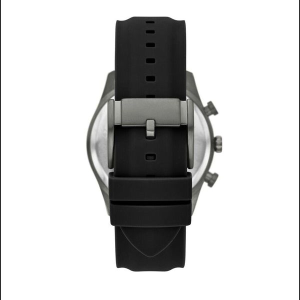 FOSSIL Rhett Dual Time Wrist Watch Black Face Black Leather Band NEW ...