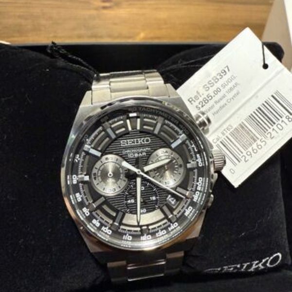 Seiko Men's Essentials Chronograph Quartz Black Dial Watch - SSB397P1 ...