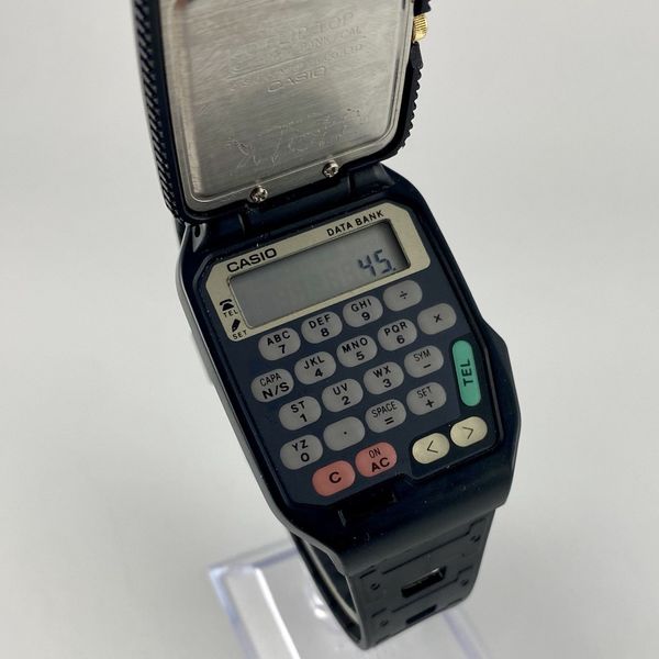 Vintage Casio Flip Top-Calculator Watch-Gold Dial-Runs Great! Data Bank ...