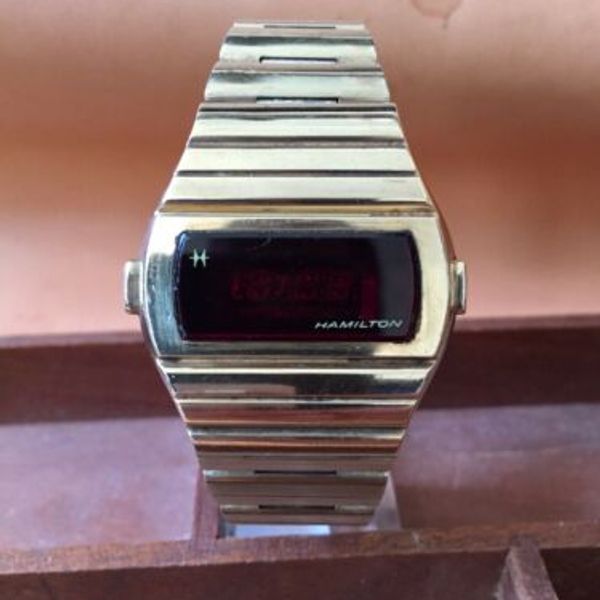 Vintage 70s HAMILTON QED Digital LED Time Computer Wristwatch Kojak ...