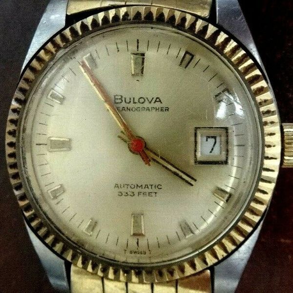 Bulova Oceanographer Automatic 333 Feet 10k Gold Bezel Ring Men's ...
