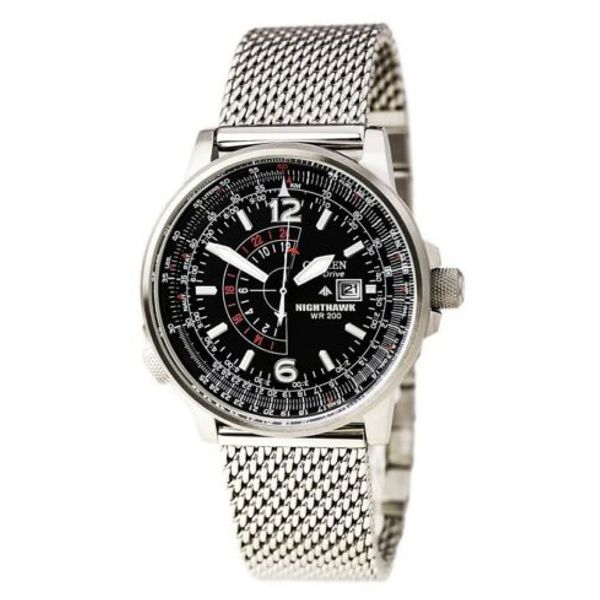 Citizen Men’s Eco-Drive Nighthawk Pilots Silver Milanese Men's Watch ...