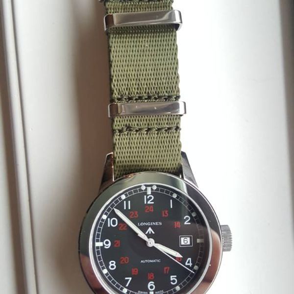 FS Longines COSD black dial full kit on leather w extra blueshark nato ...