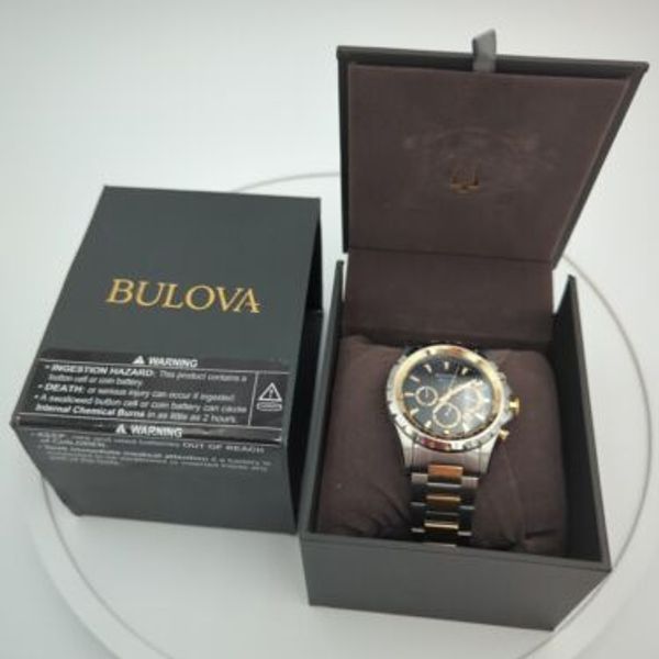 BULOVA Two-Tone MARINE STAR Stainless Chronograph Men's Watch- 98B433 ...