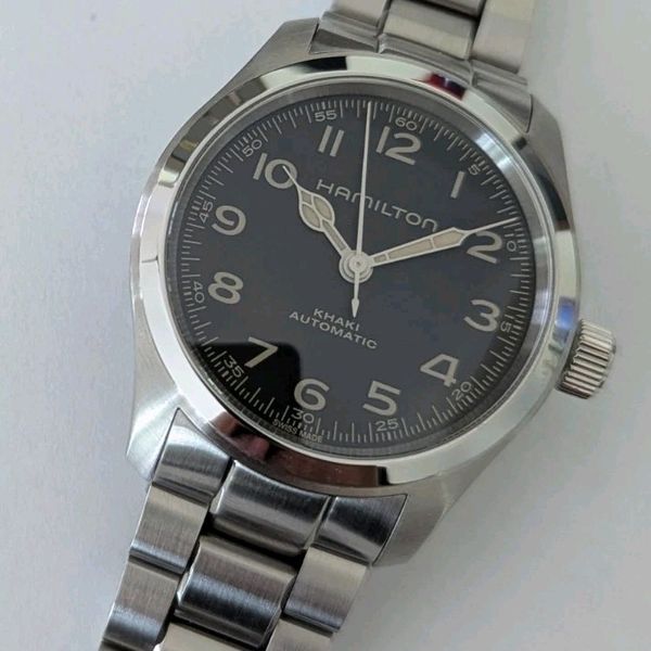 New Hamilton Khaki Field Murph 38MM Black Dial Steel Men's Watch ...