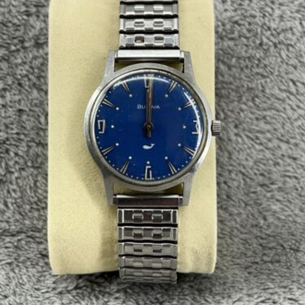 Vintage Bulova Watch Mens Sea King M9 Blue Face Greek Hour Mechanical ...