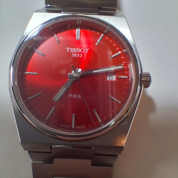 Tissot PRX Quartz Red Dial Stainless Steel Men's Watch T137.410.11.421 ...