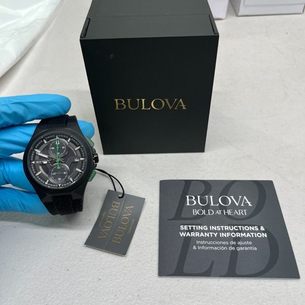 Orologio Bulova Maquina Quarzo Cronografo Nero Verde 46MM 98B381 ...